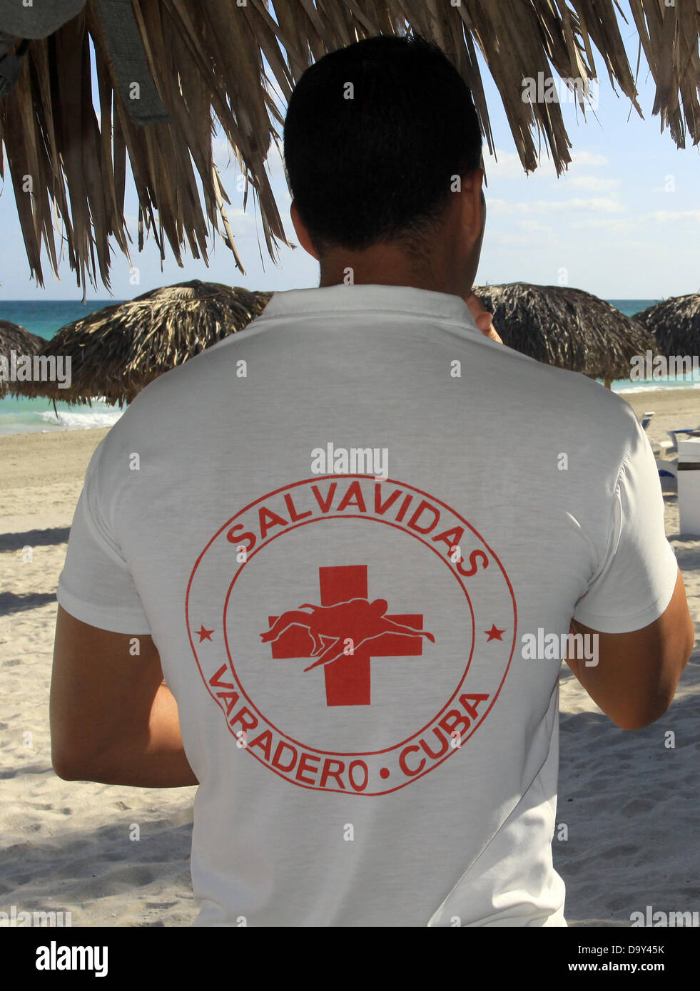 A lifesaver stands guard at the watched beach of Varadero, Cuba, 25 ...