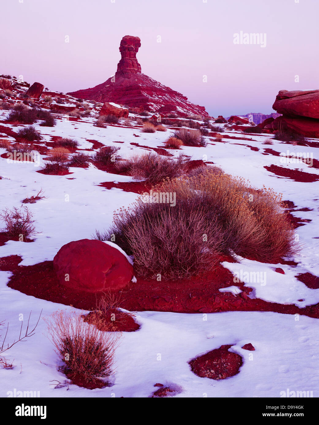 Winter dawn near Setting Hen Butte, Valley of the Gods, Utah Stock ...