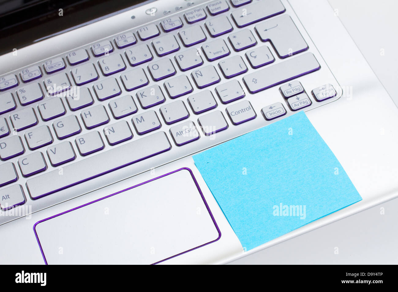 Sticker on computer keyboard Stock Photo - Alamy