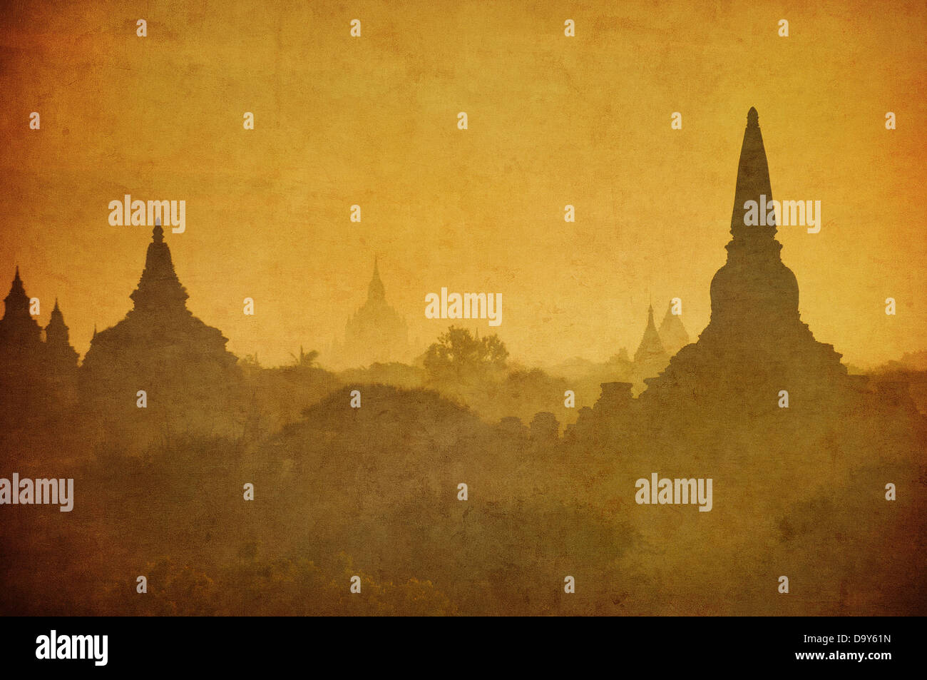 Vintage image of ancient Bagan, Myanmar Stock Photo - Alamy