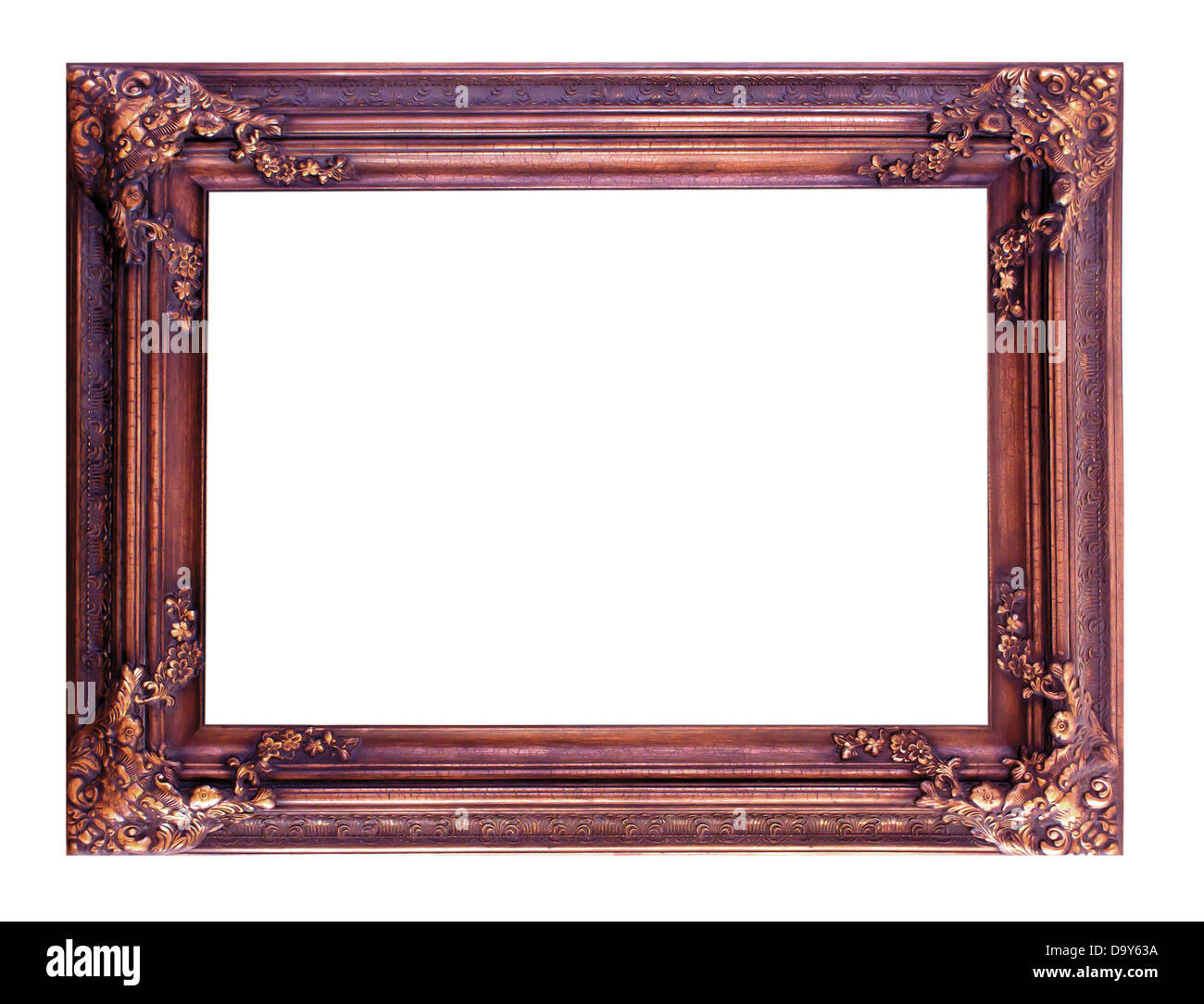 Ancient wooden frame isolated on white background Stock Photo - Alamy