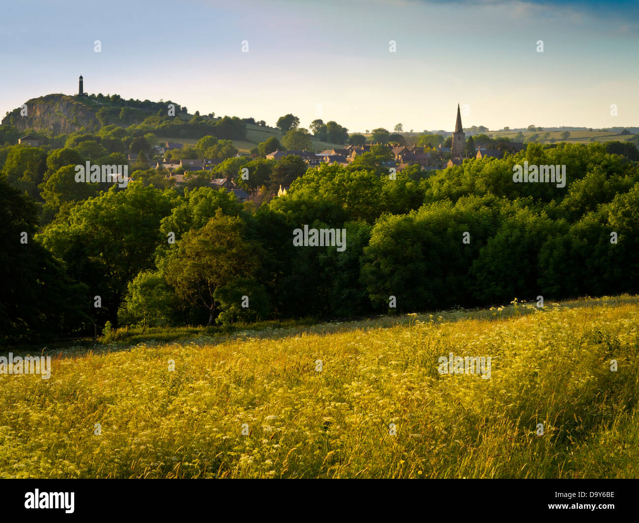 View of Crich village in the Amber Valley area of Derbyshire UK with ...