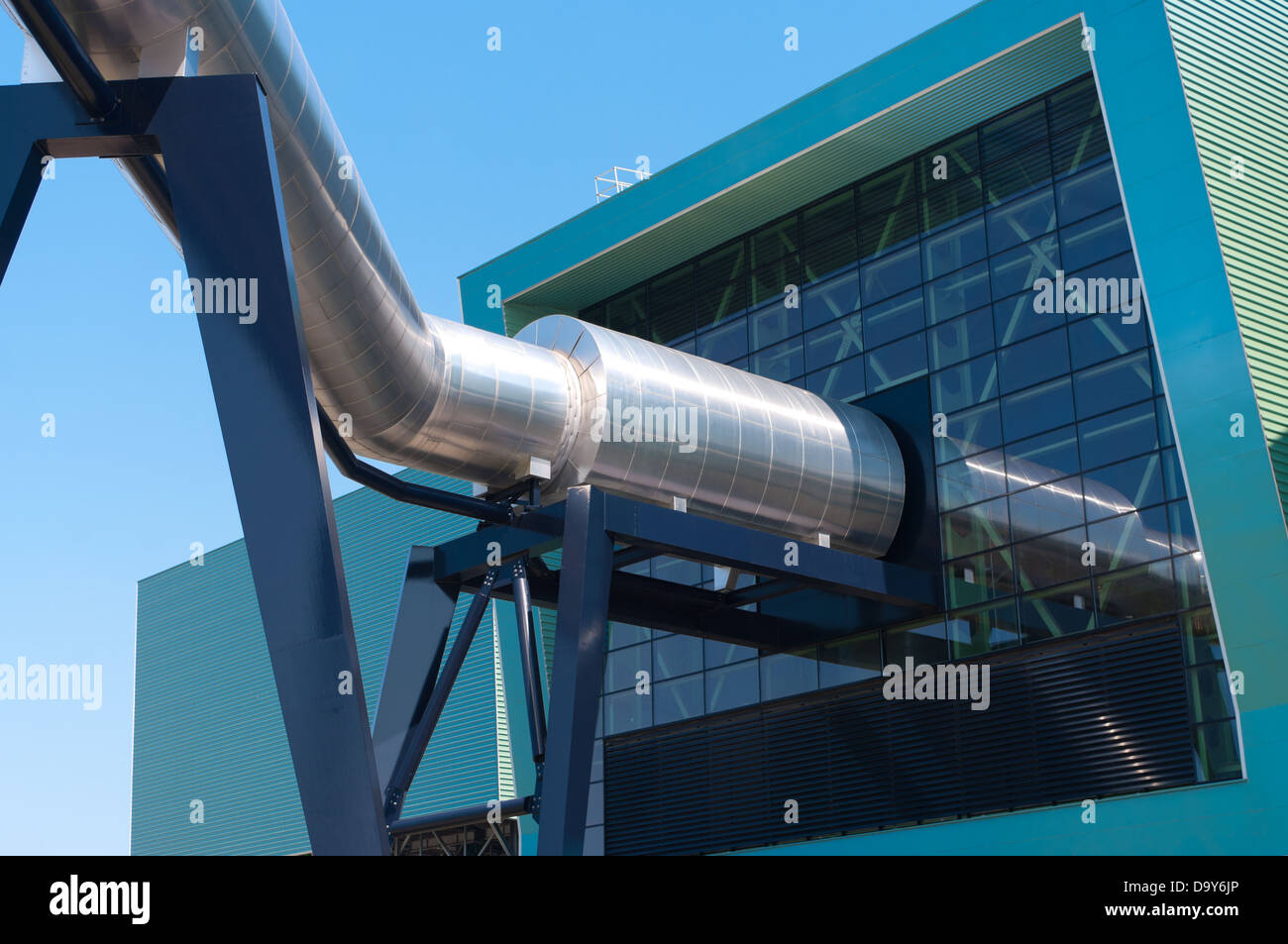 exterior of a modern waste treatment plant with giant pipes Stock Photo ...