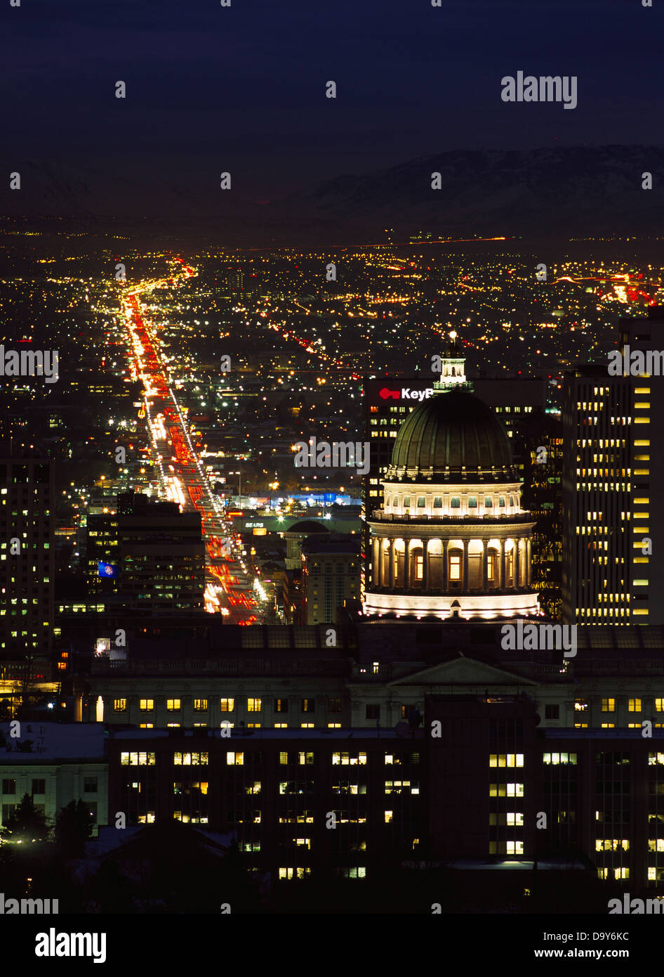 Evening view of Utah State Capitol Building with State Street ...