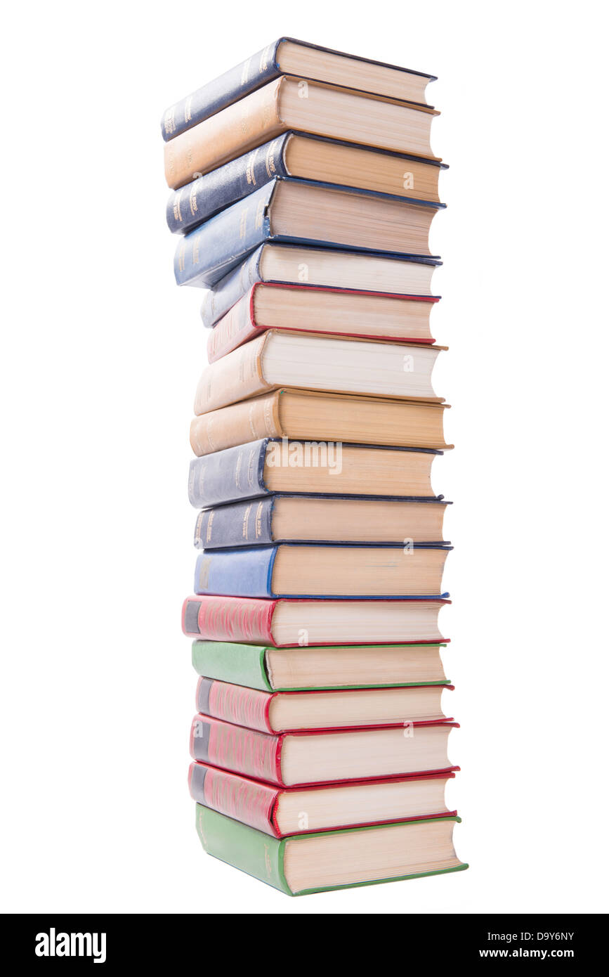 Multicolored books stack isolated on white background Stock Photo - Alamy