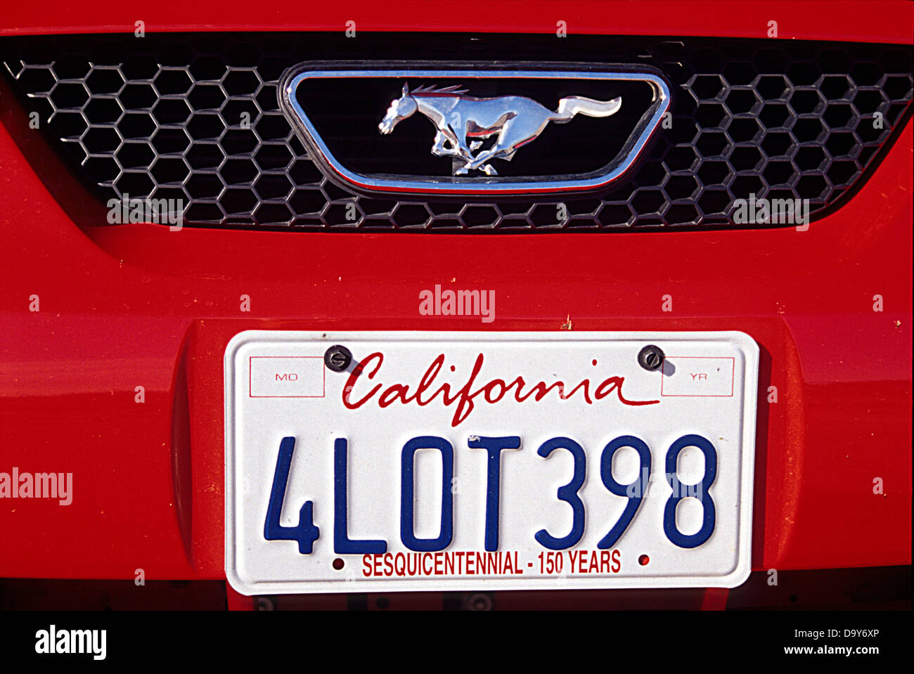 A red Mustang California number plate Stock Photo - Alamy