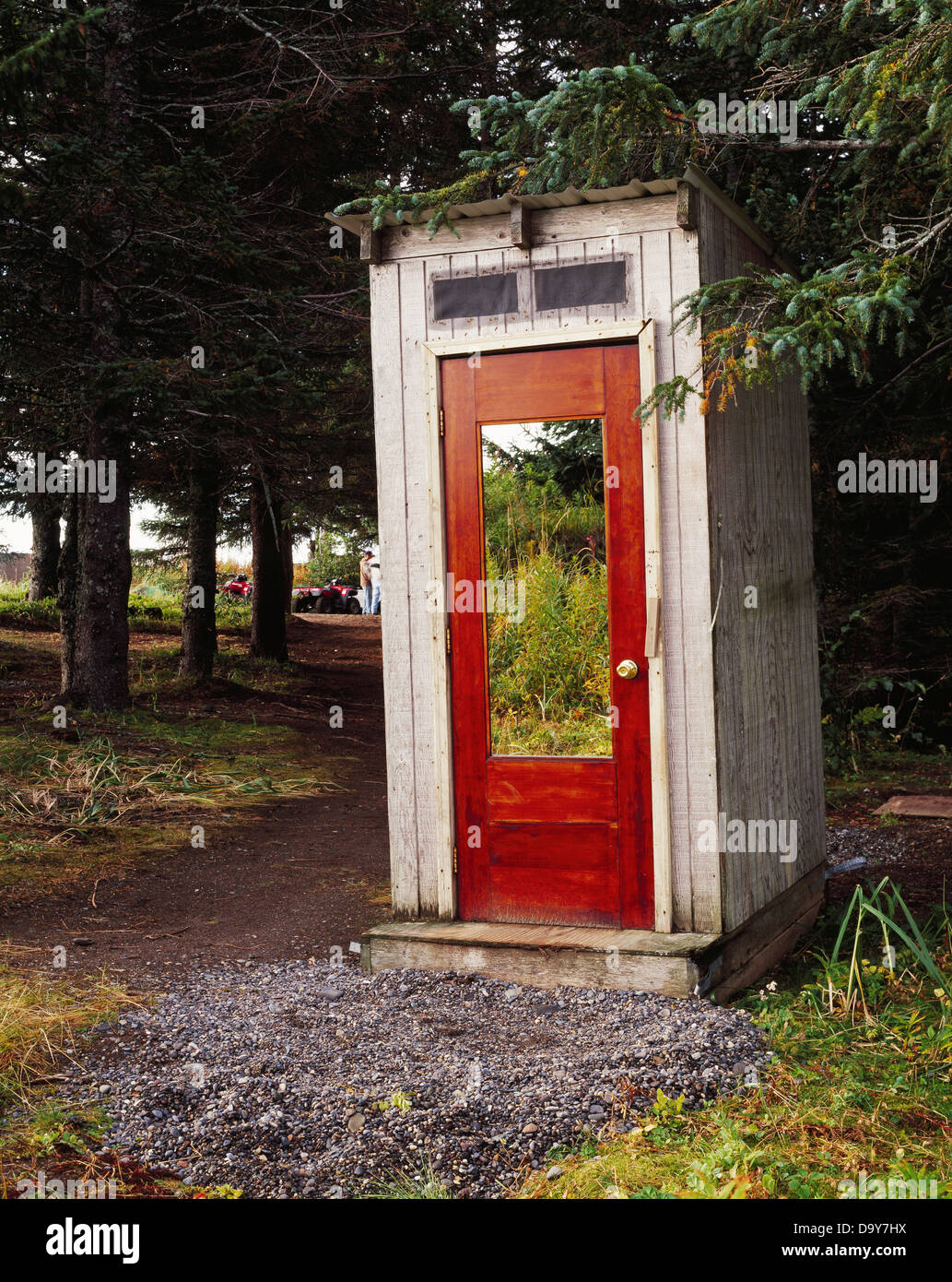 USA Alaska Lake Clark National Park Silver Salmon Creek Unique outhouse ...