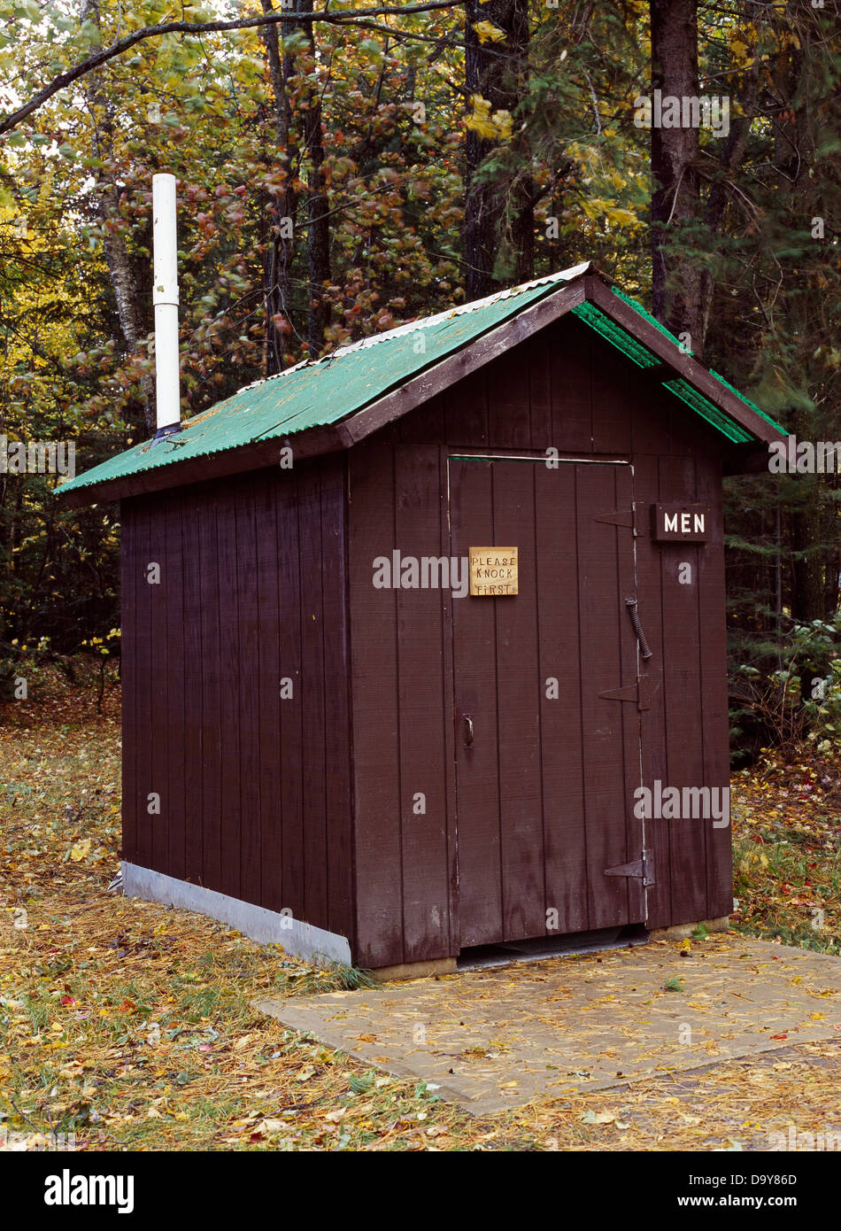 USA, Michigan, Upper Peninsula of Michigan, Men's outhouse, Mouth of ...