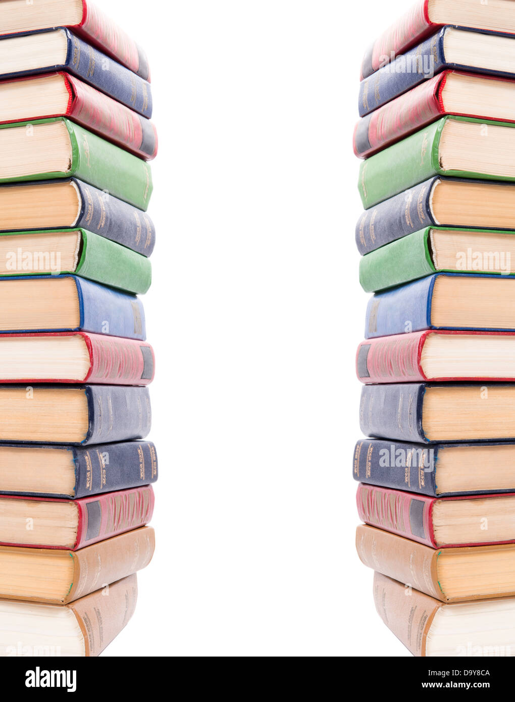 Multicolored books stack isolated on white background Stock Photo - Alamy
