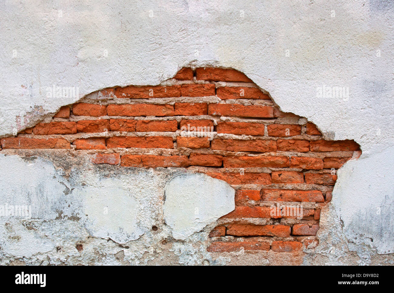 Old red brick wall disintegrated weathered brick fragment Stock Photo - Alamy