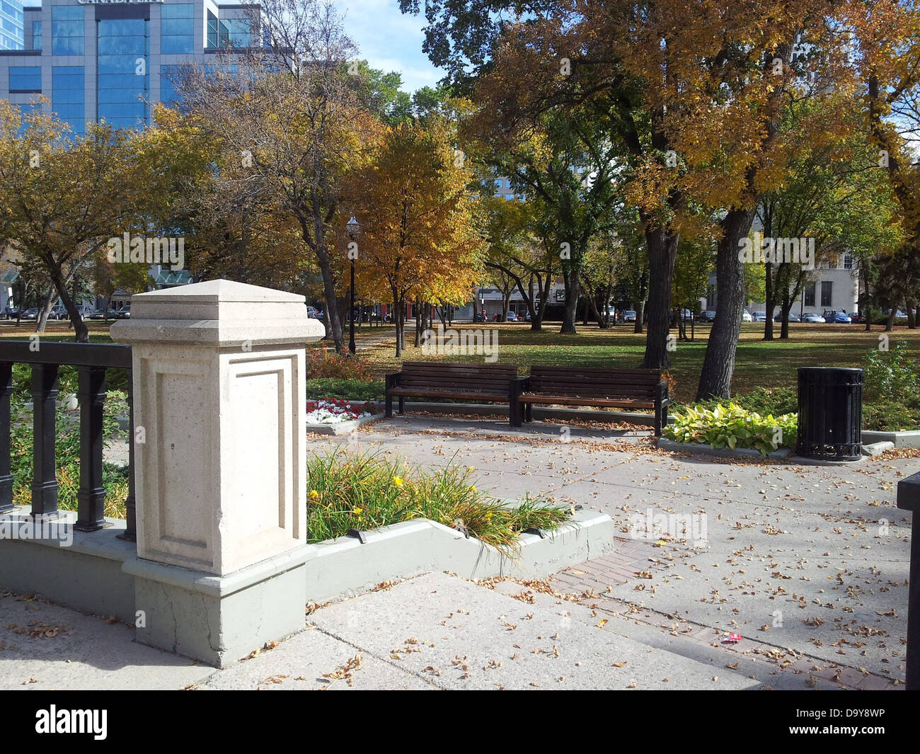 Benches in Victoria Park in Regina, Saskatchewan in Fall Stock Photo ...