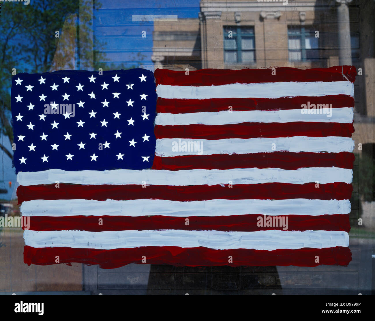 American flag in store front hi-res stock photography and images - Alamy