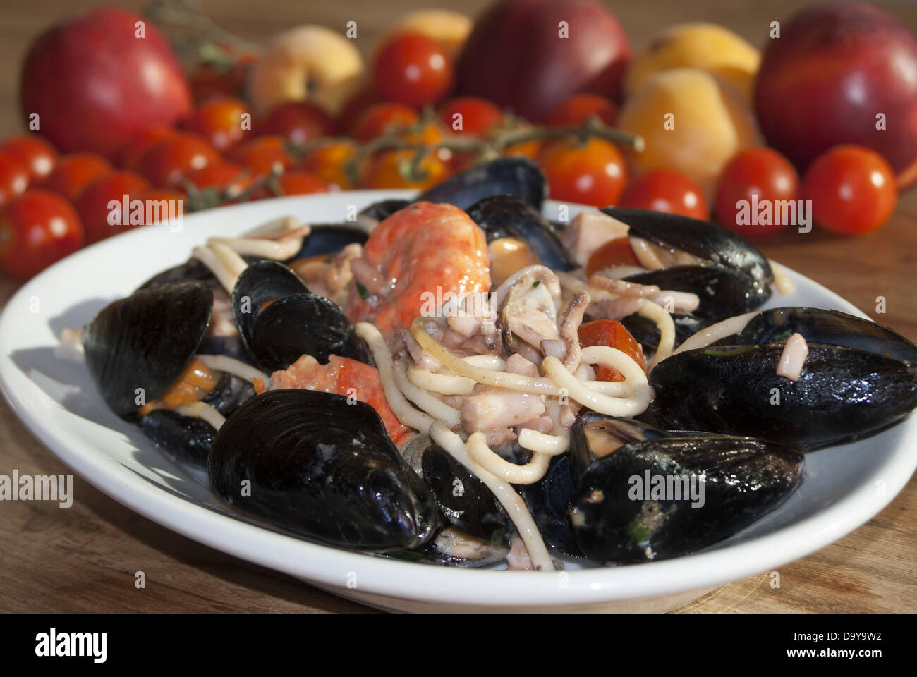 a traditional and typical Italian dish: spaghetti allo scoglio Stock ...