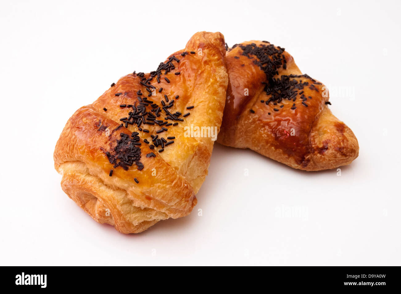 chocolate croissants on a white background Stock Photo - Alamy