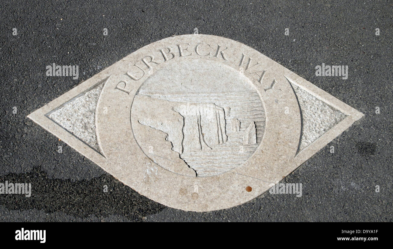 Purbeck Way waymark The Quay Wareham Dorset England UK Stock Photo - Alamy