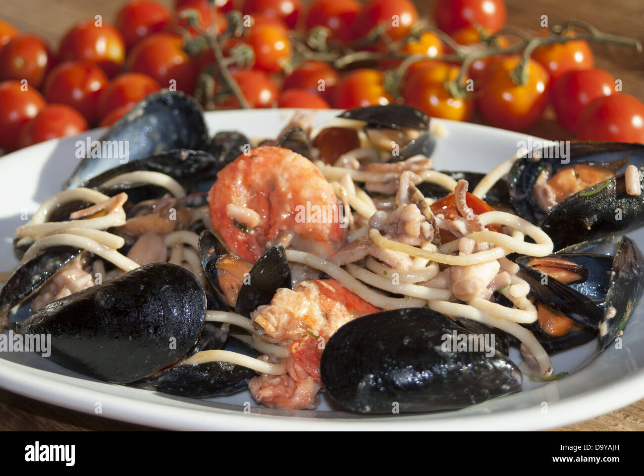a traditional and typical Italian dish: spaghetti allo scoglio Stock ...