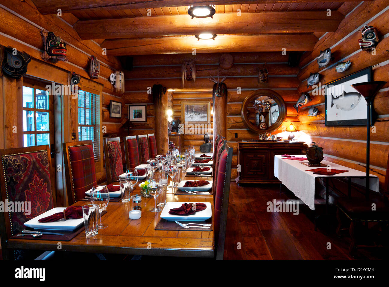 Formal dining room collection First Nations ceremonial masks stuffed ...