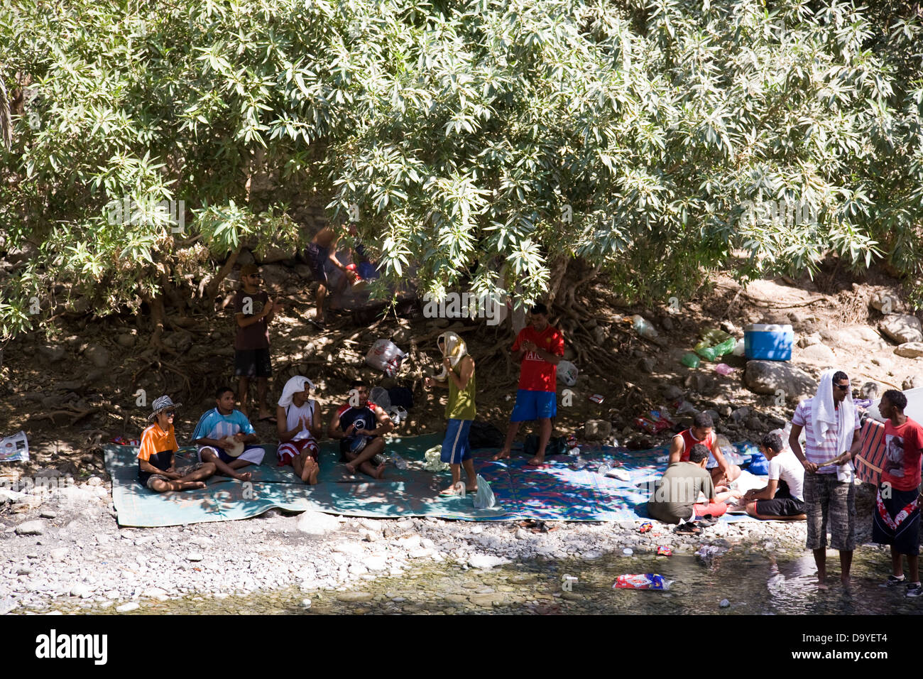 Relaxing at Ath-Thowra springs, Nakhal, Oman Stock Photo - Alamy