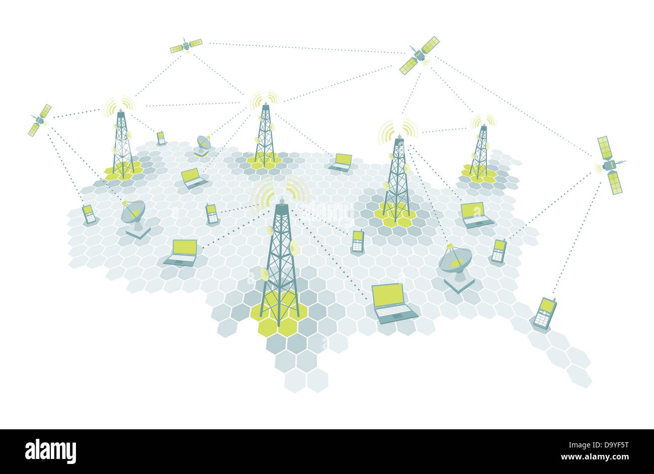 Complex telecomm network / Communication diagram Stock Photo - Alamy