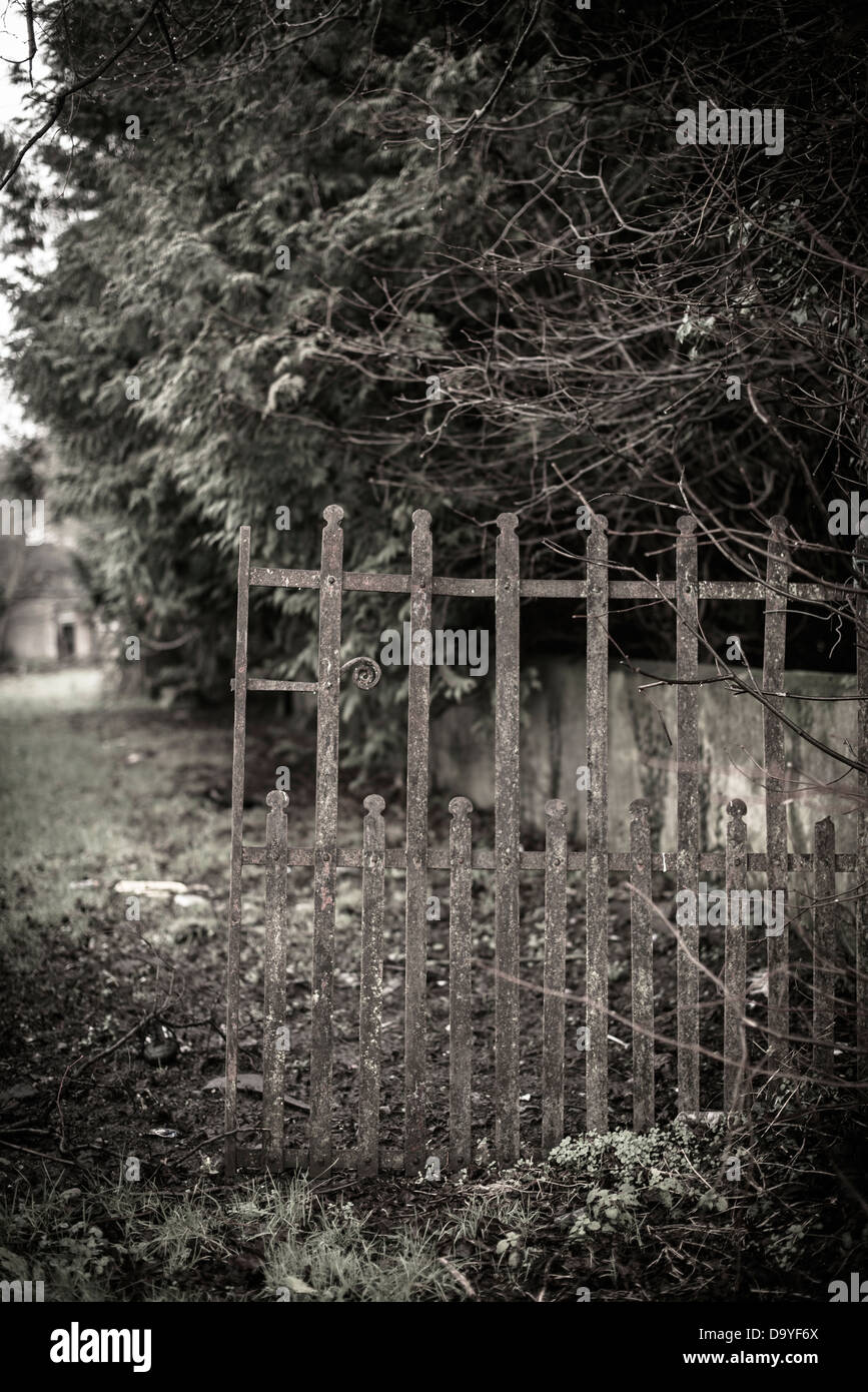 Country scene in Ireland, with old wrought iron gate Stock Photo - Alamy