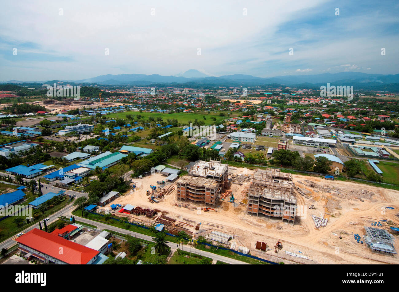Aerial view of buildings under construction, Kota Kinabalu, Sabah State ...