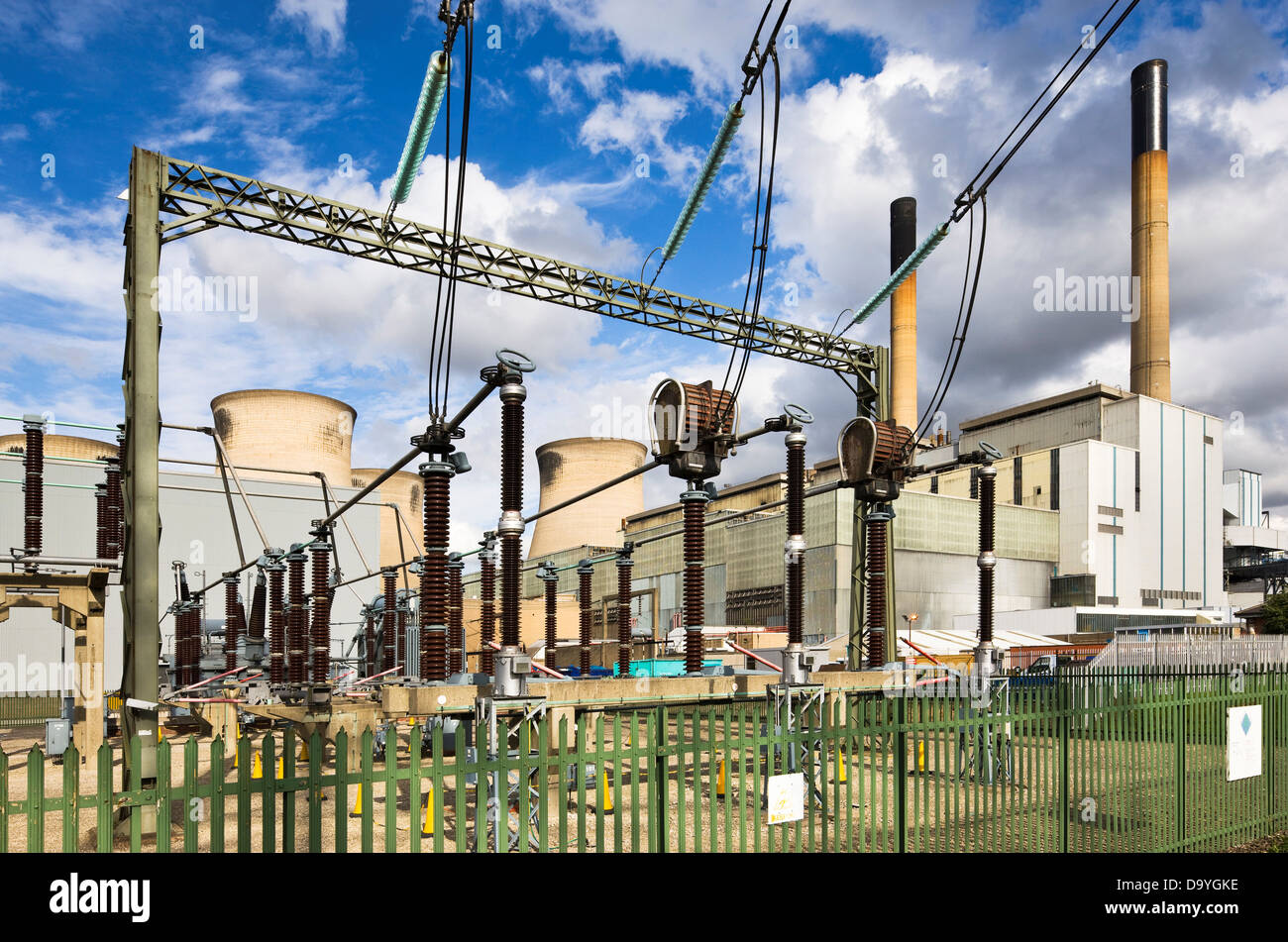 Electricity substation at Ferrybridge coal-fired power station, West ...