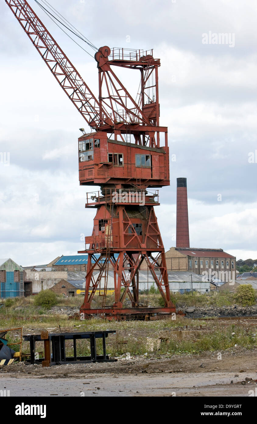 Old factory crane at a disused industrial site in Dalkeith, Midlothian ...