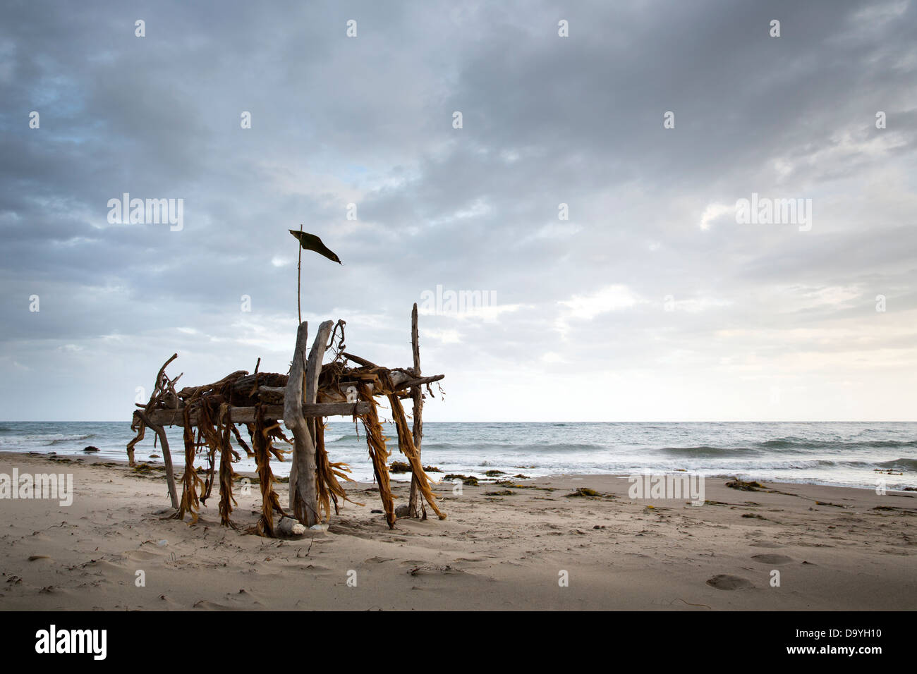 A makeshift beach shack at Hendry's Beach in Santa Barbara, California ...