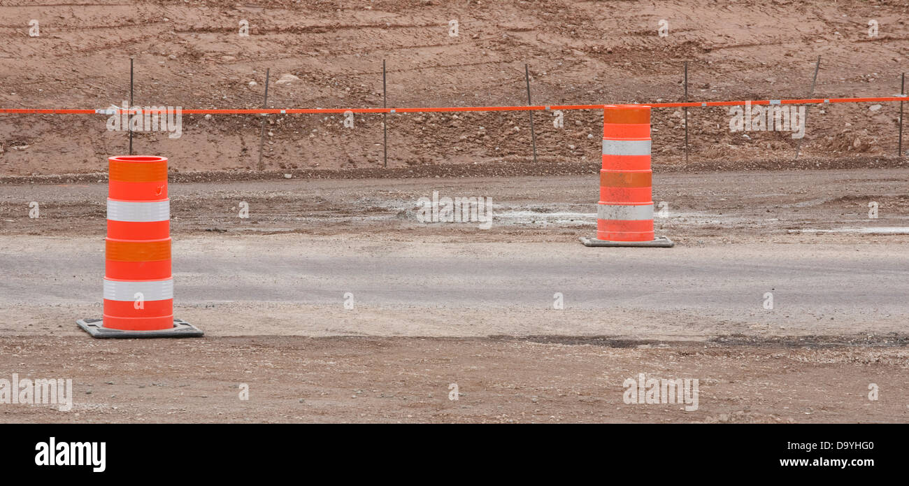 Construction pylons at an outdoor work site Stock Photo - Alamy