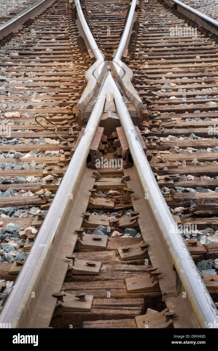 Close up view of railway tracks Stock Photo - Alamy