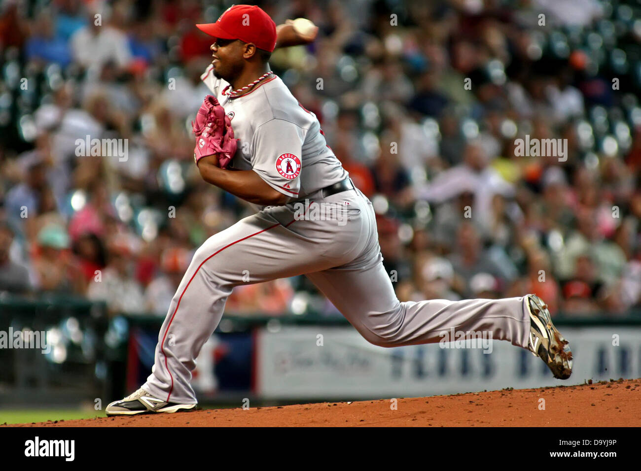 Houston, Texas, USA. 28th June 2013. Los Angeles Angels pitcher Jerome ...