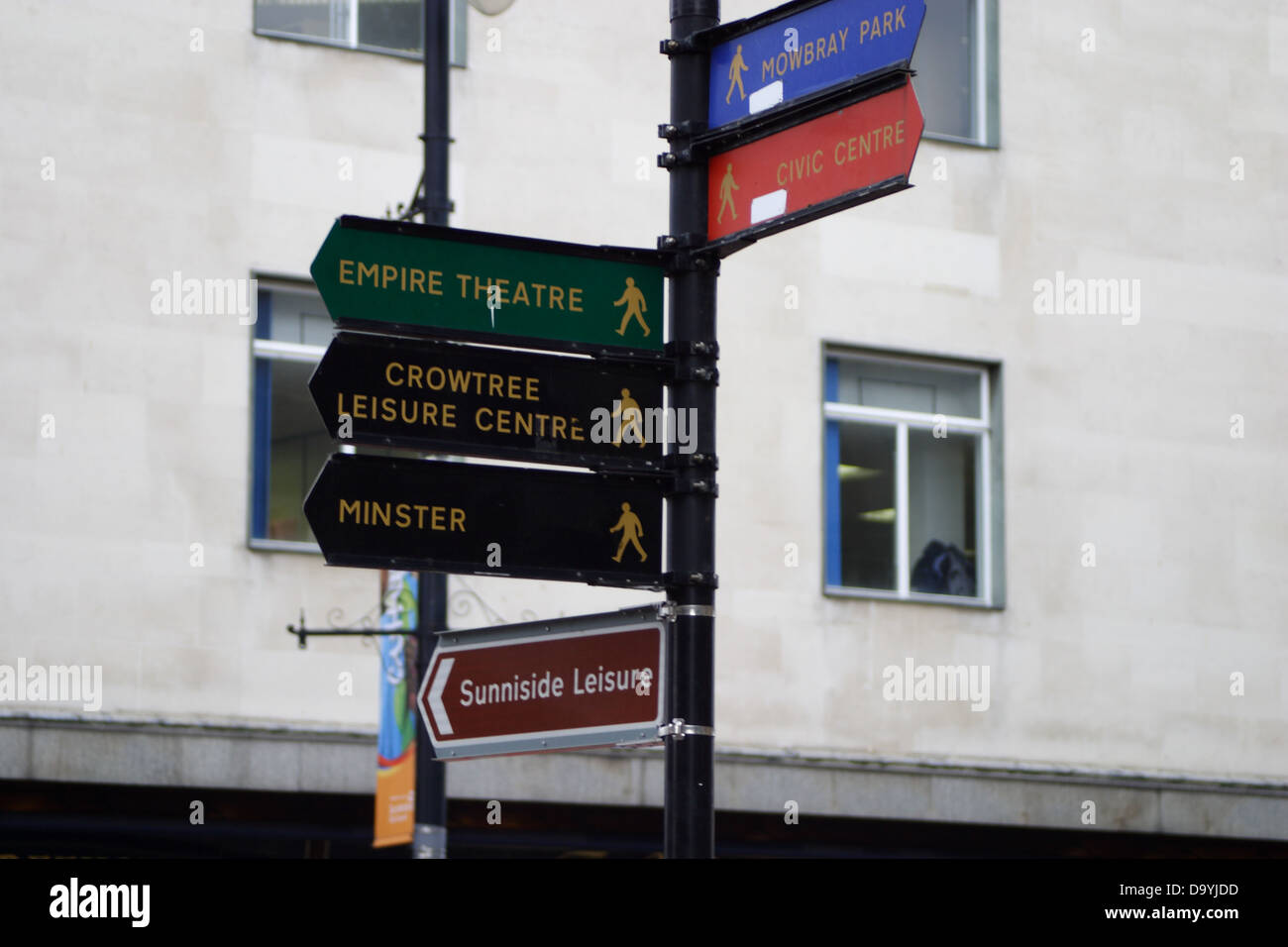 Direction signs to various attractions in Sunderland City Centre Stock ...