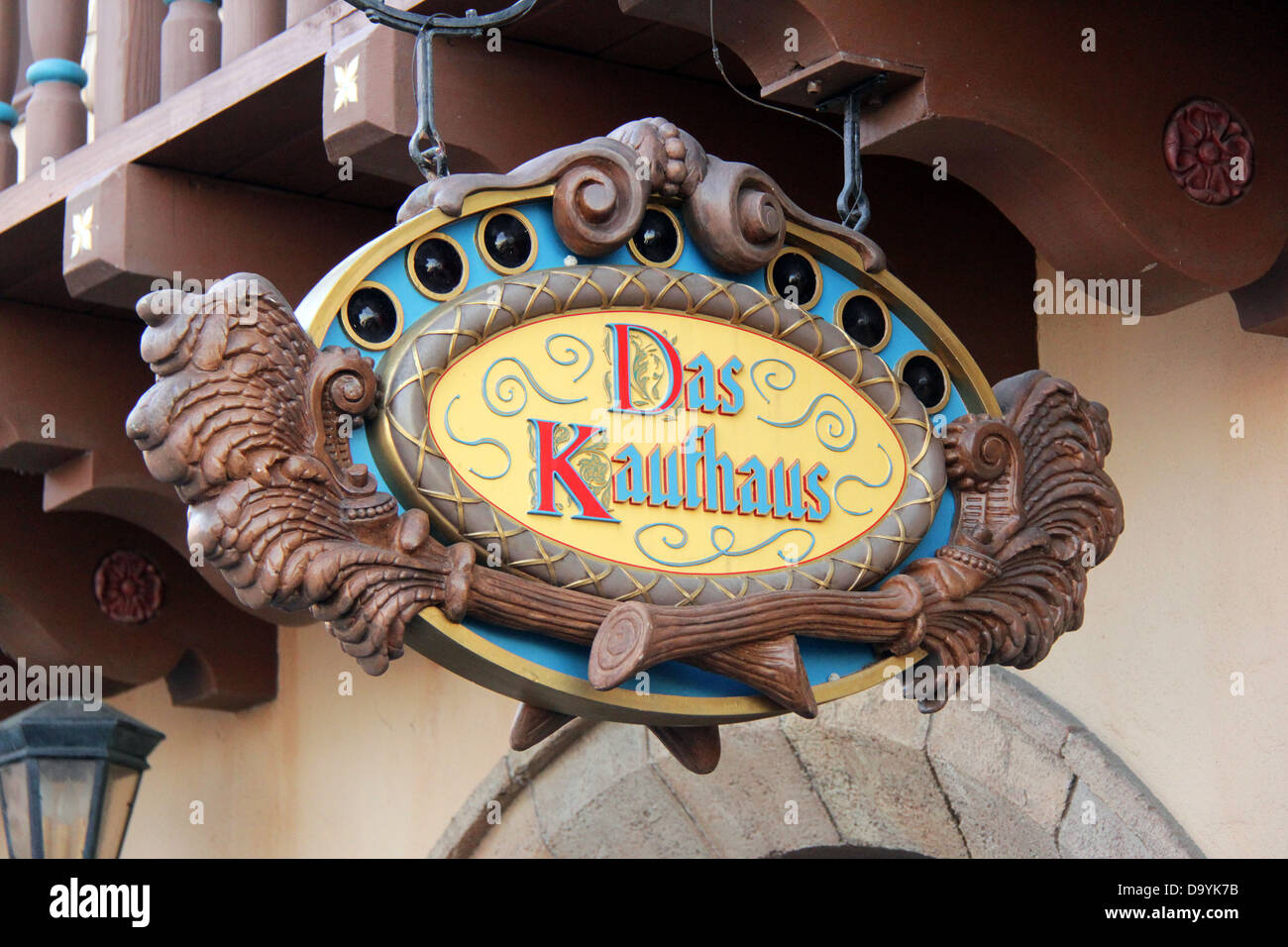 Germany pavilion at Epcot Center World Showcase. Sign in a store ...