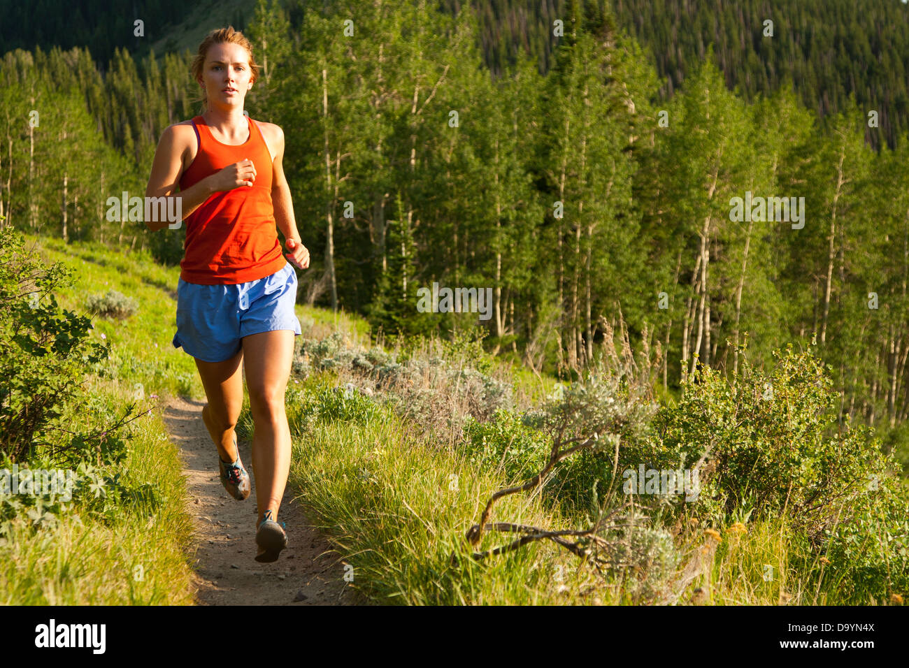 Women trail running Stock Photo - Alamy