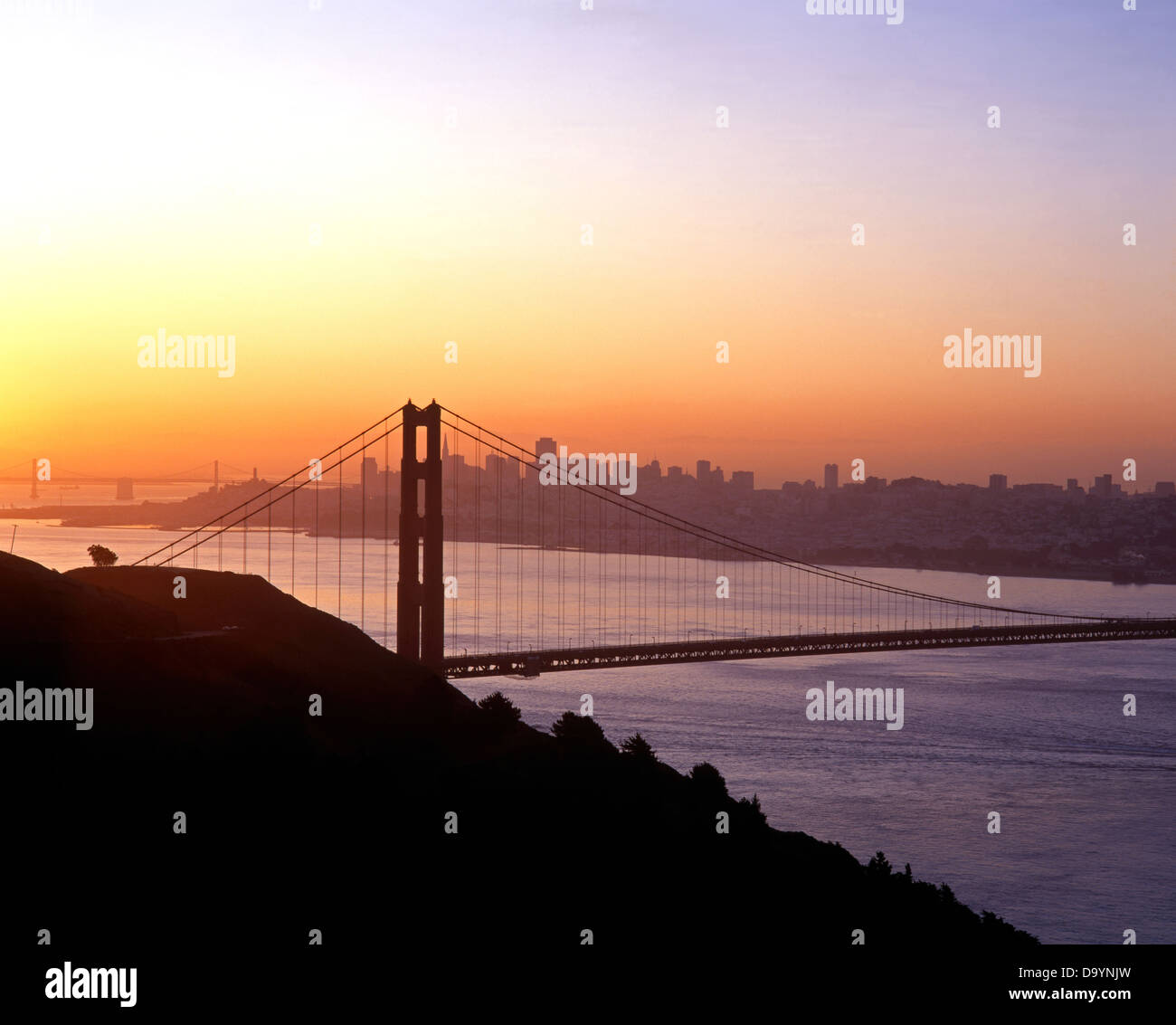 Golden Gate Bridge at dawn, San Francisco, California, USA Stock Photo ...