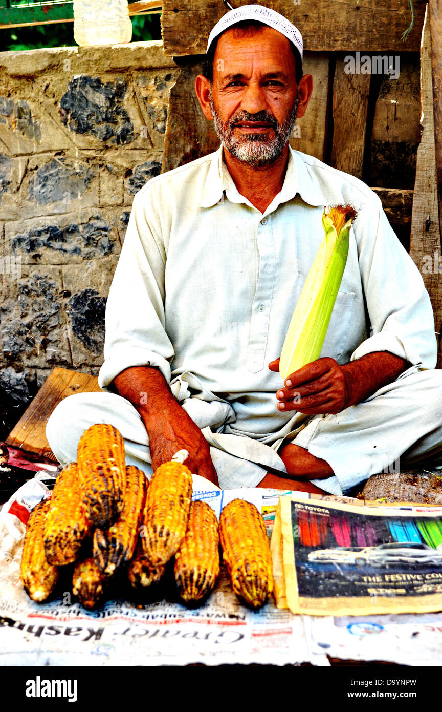 Muslim Man, Corn, Roasted, Indian, Street Food, Maize, Old Man Stock ...