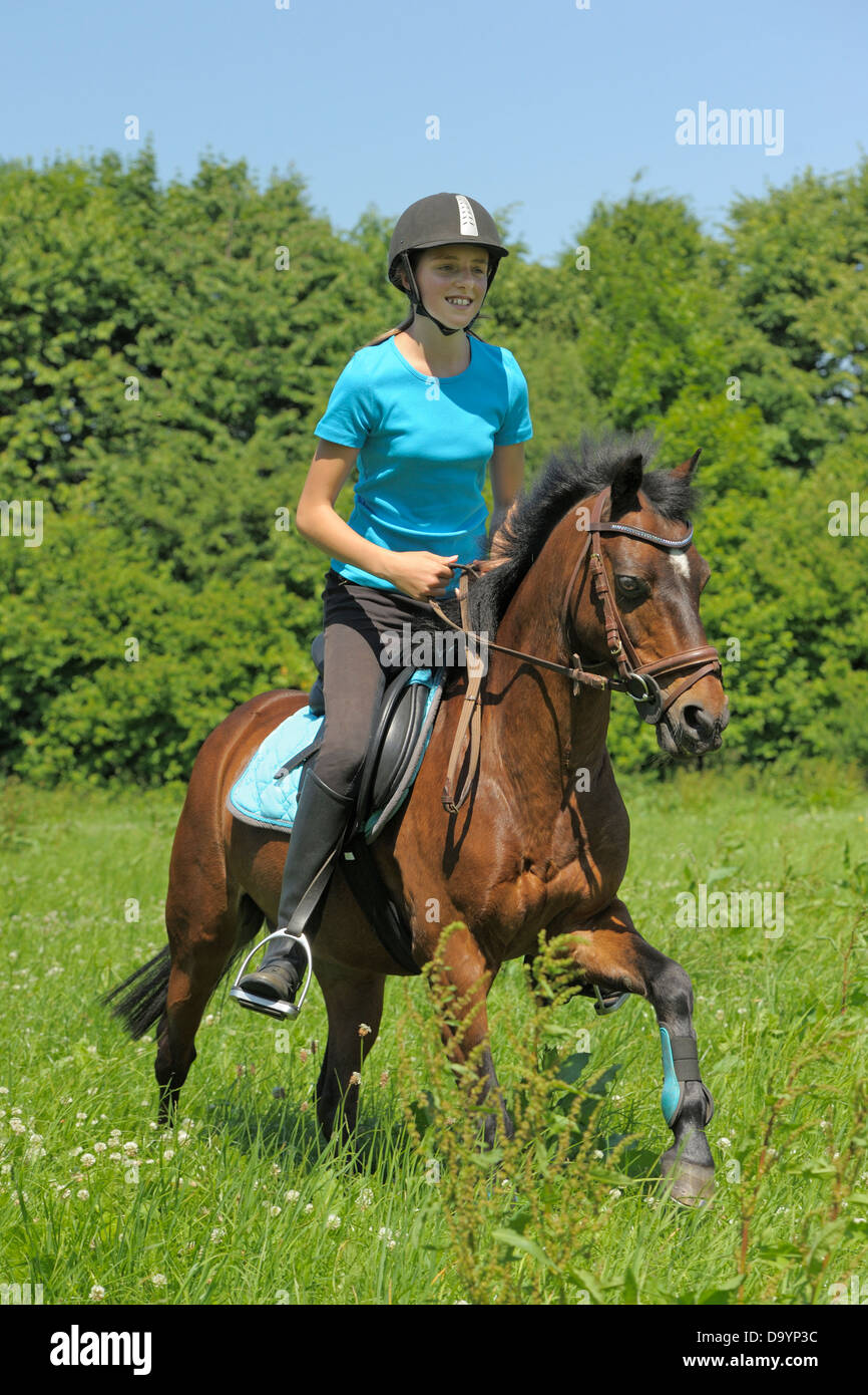 Riding girl teenager pony gallop hi-res stock photography and images ...