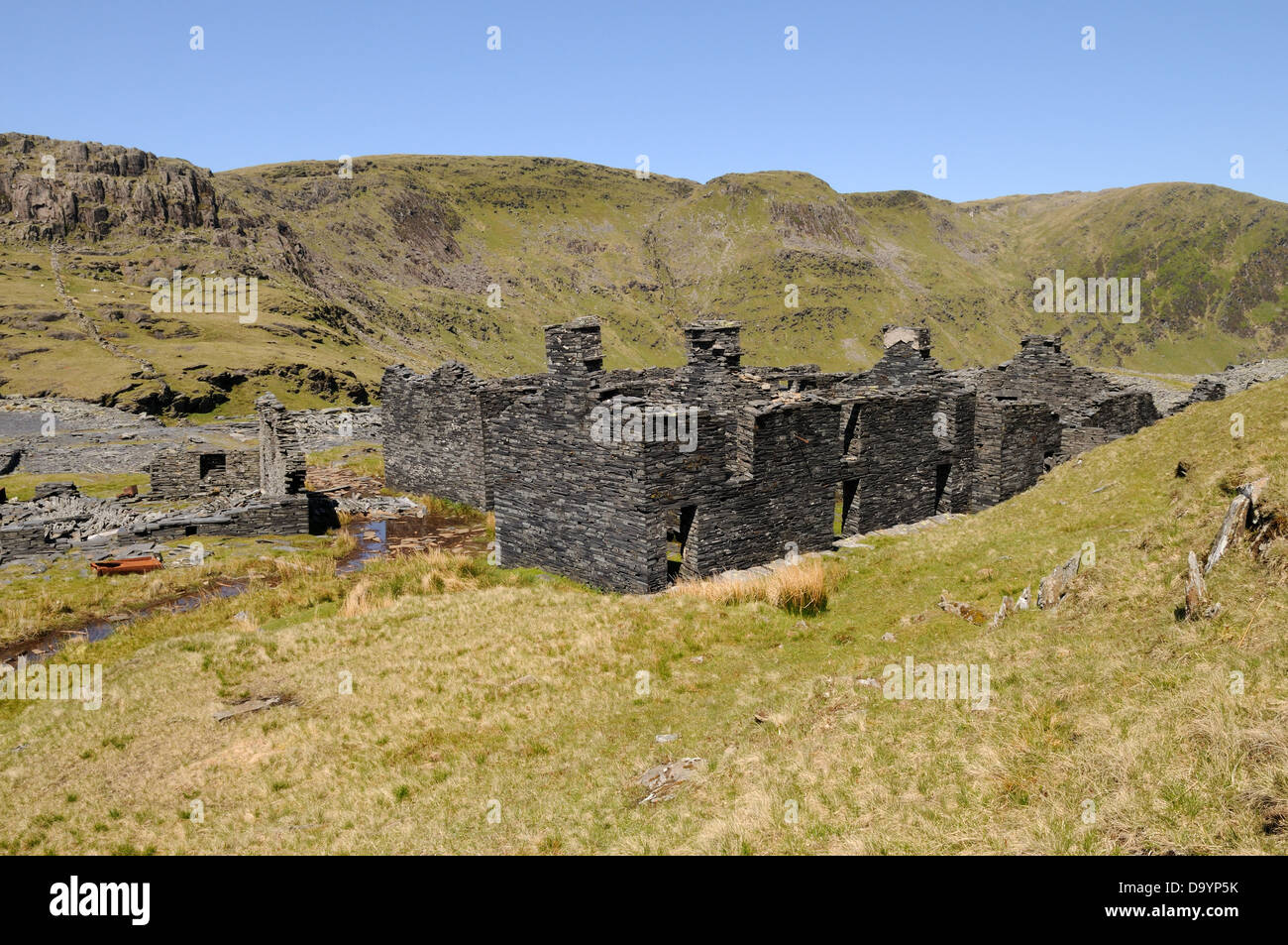 Runis of accommodation blocks at Rhosydd Slate Mine Croesor Gwynedd ...