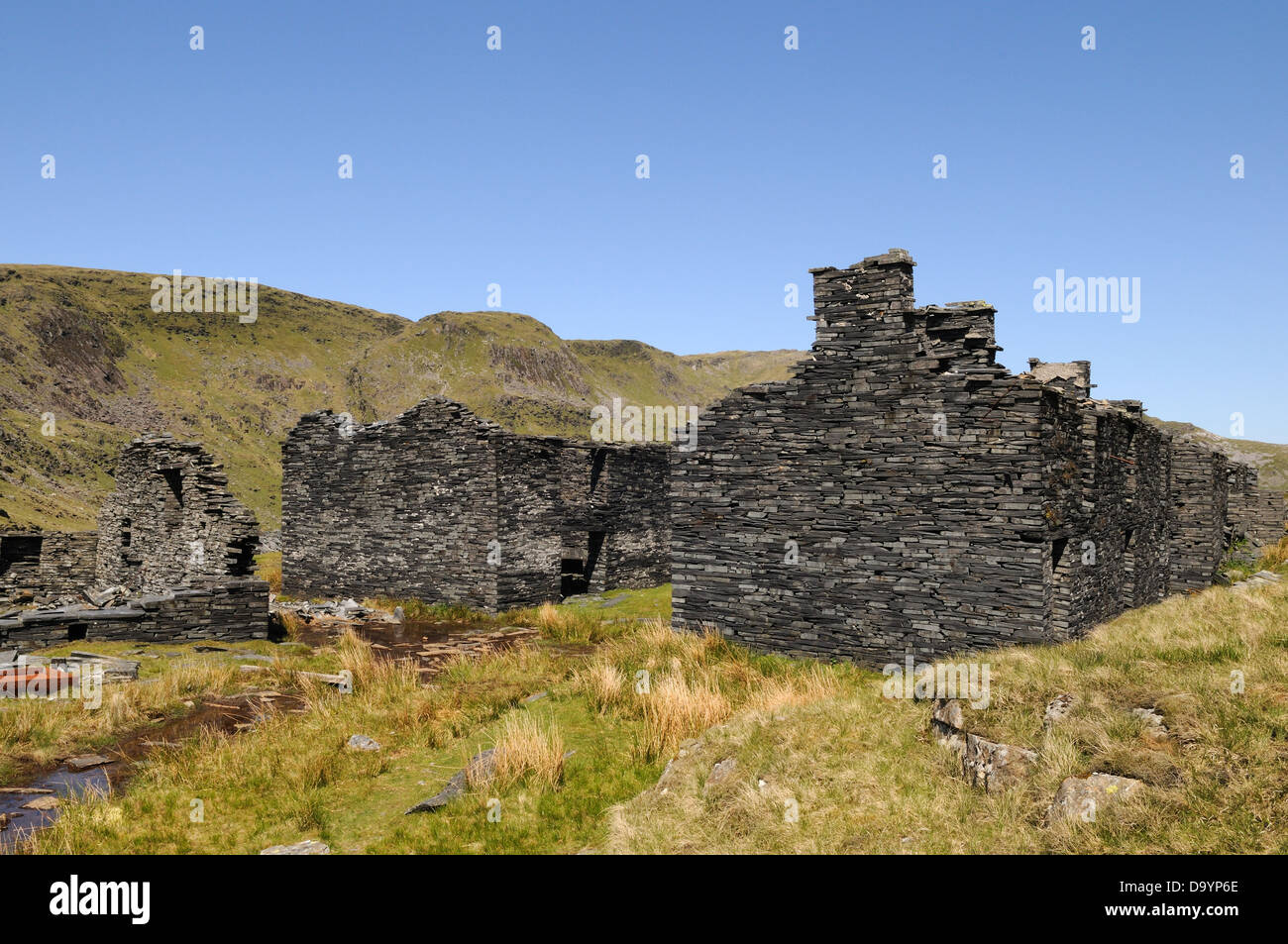 Runis of accommodation blocks at Rhosydd Slate Mine Croesor Gwynedd ...