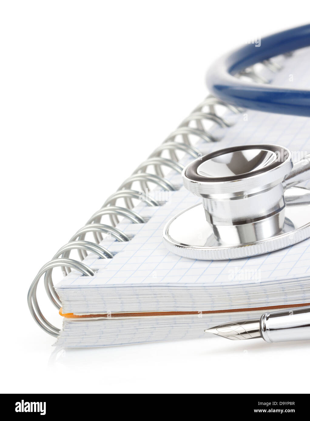 stethoscope and notebook isolated on white background Stock Photo - Alamy
