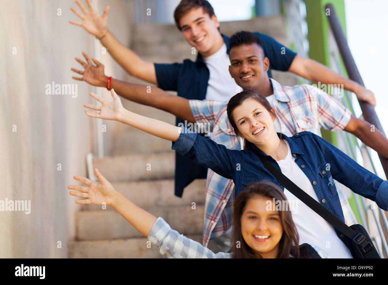 playful group of cheerful teenage high school students Stock Photo - Alamy