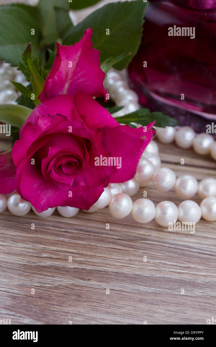 pink rose with pearls Stock Photo - Alamy