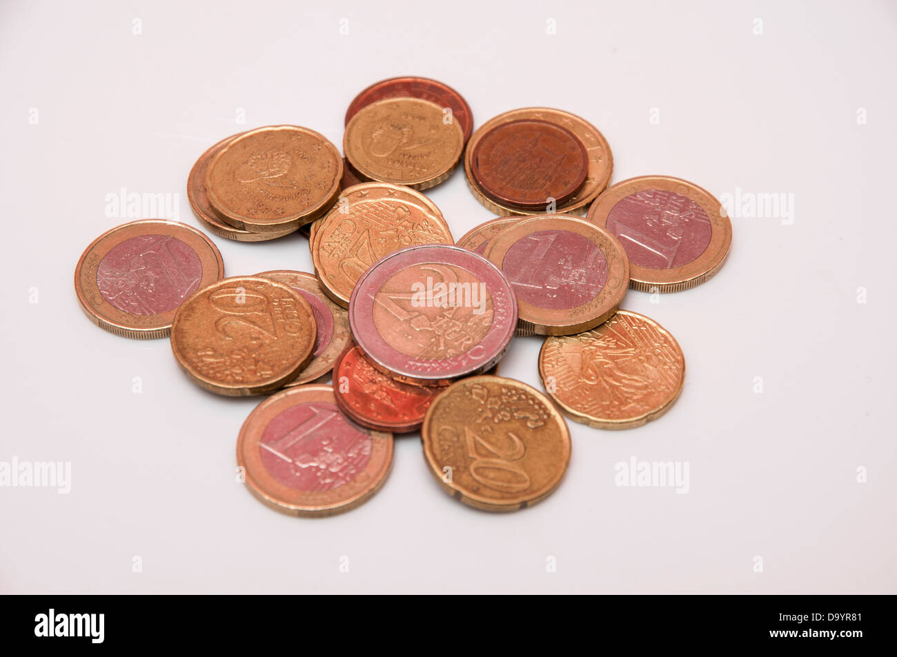 euro coins of different shapes and colors Stock Photo - Alamy