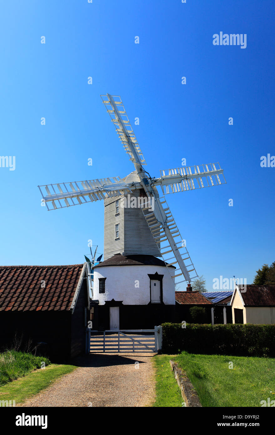 Saxtead Green Post Mill, restored windmill, Saxtead Green village ...