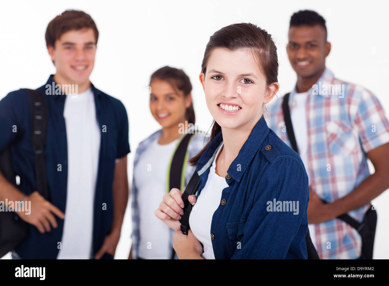 happy high school students isolated on white background Stock Photo - Alamy
