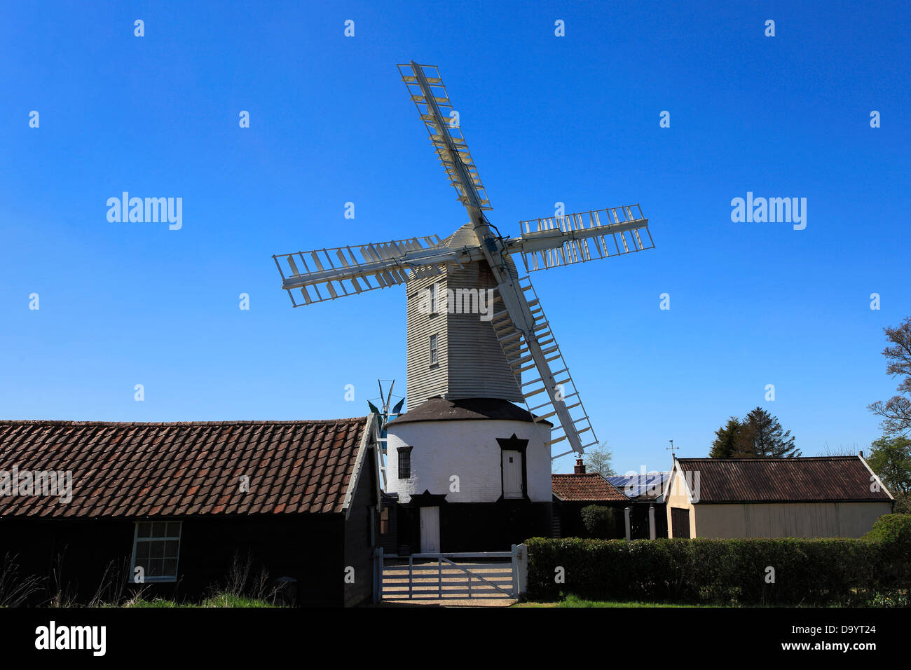 Saxtead Green Post Mill, restored windmill, Saxtead Green village ...