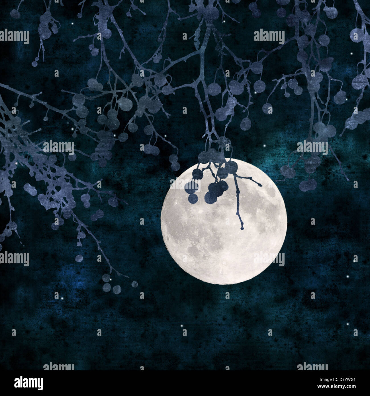 Full moon collage with paper texture hi-res stock photography and ...