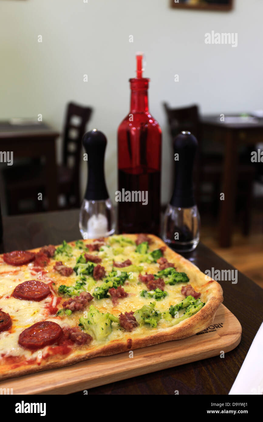Freshly made Pizza inside a Pizza Restaurant Stock Photo - Alamy