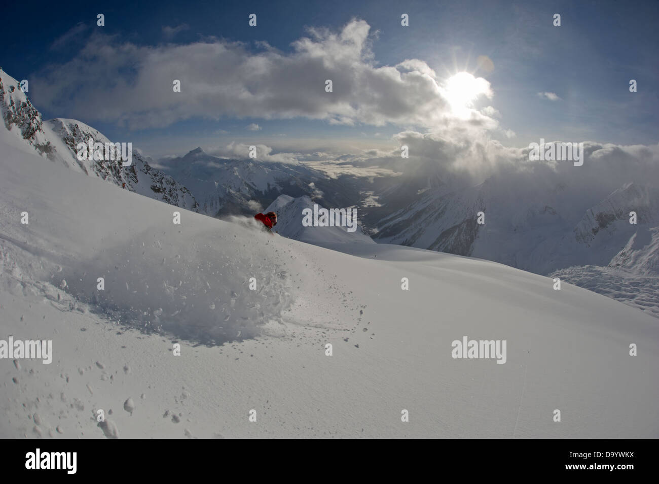 Glacier skiing into the sunset Stock Photo - Alamy