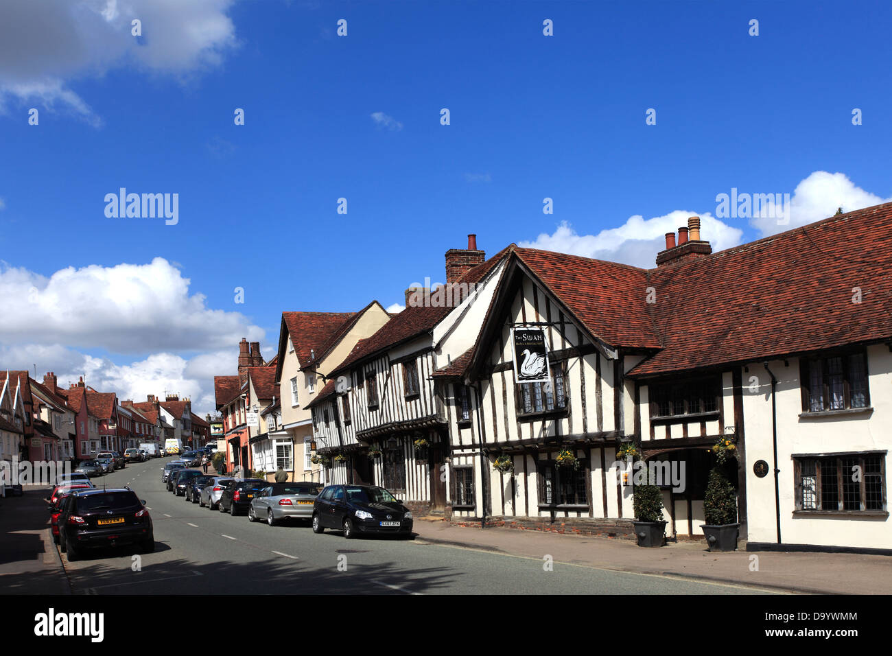 Colorful Half Timber Built Thatched Cottages, Lavenham village, Suffolk ...